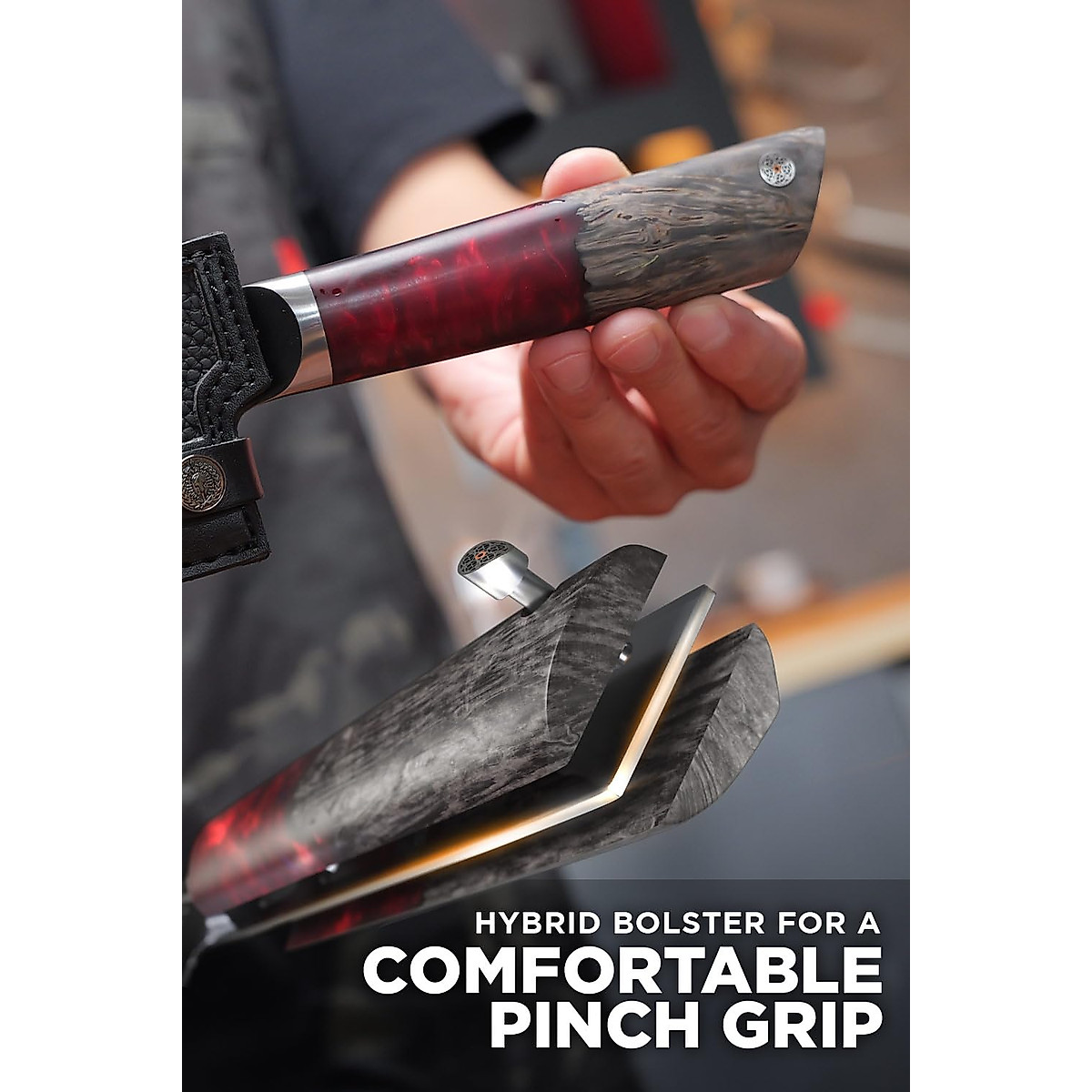 Dalstrong Santoku Knife - 7 inch - Spartan Ghost Series - Premium American Forged S35VN Powdered Steel Kitchen Knife - Razor Sharp Kitchen Knife - Maple & Red Resin Handle - Vegetable Knife - Sheath