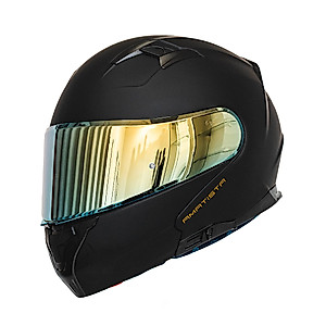 HAX Amatista Modular Flip-Up Dual Visor Motorcycle Helmet - DOT/ECE Approved, Lightweight, Comfortable, and Stylish Helmet for Men and Women (Matte Black M)