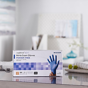 McKesson Confiderm 3.5C Nitrile Exam Gloves - Powder-Free, Latex-Free, Ambidextrous, Textured Fingertips, Chemo Tested, Non-Sterile - Blue, Size XS, 200 Count, 10 Boxes, 2000 Total