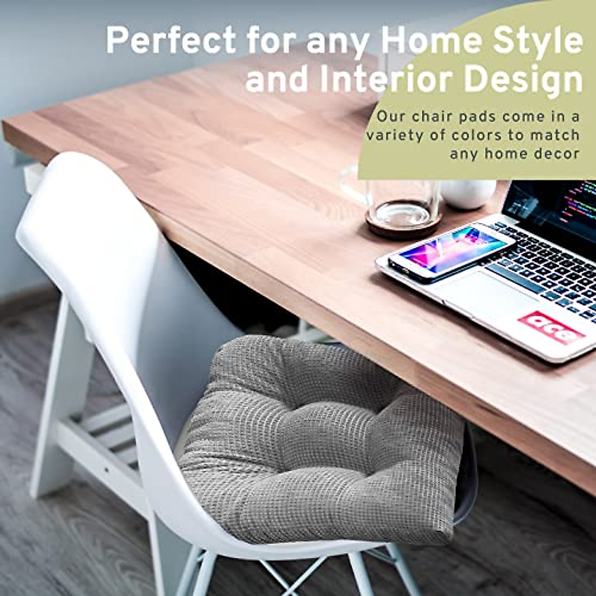 Arlee Non-Skid Memory Foam Chair Pads, 2 Count (Pack of 1), Alloy Gray