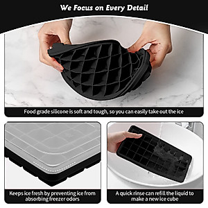 Food-grade Silicone Ice Cube Tray with Lid and Storage Bin for Freezer, Easy-Release 2 * 36 Small Nugget Ice Trays 1 ice Bucket & Scoop, Flexible Ice Cube Molds with Ice Container