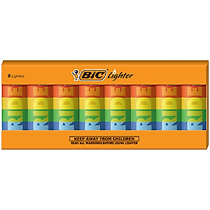 BIC Maxi Pocket Lighter, Special Edition Pride Collection, Assorted Unique Lighter Designs, 8 Count Tray of Lighters