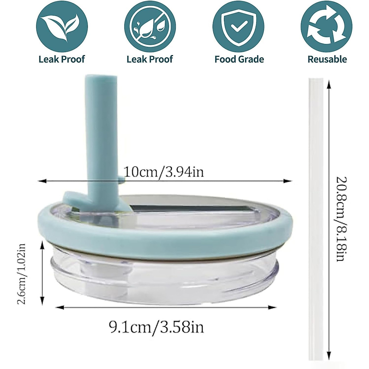 2Pcs 30oz Tumbler Flip Straw Lid Replacement Compatible with Stanley Quencher, Spill Proof Splash Resistant Liak Proof Tumbler Lids, Reusable Tumbler Cover Compatible with Stanley (C/2Pcs)