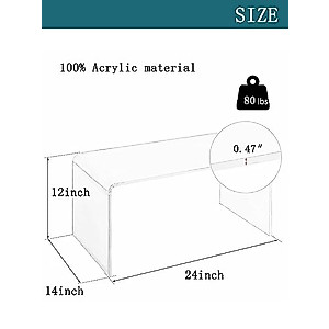 GETCK Acrylic Coffee Table. Modern Clear Side Table Bedroom Or Living Room Furniture, Waterfall Coffee Table, Fashion Sofa Table with Round Edges,24'' L x 14'' W x 12'' H