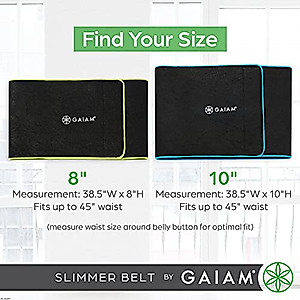 Gaiam Waist Trainer for Women and Men - Slimmer Belt and Sweat Band for Lower-Back Support and Activated Core - Reinforced, Adjustable, and Durable Construction - 8" W, 38.5" L
