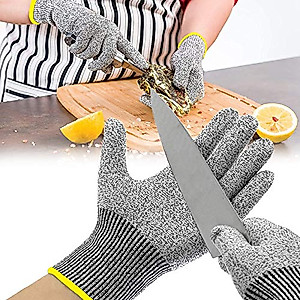 Cut Resistant Gloves Food Grade, Level 5 Protection Cut Proof Gloves, Work Kitchen Cutting Gloves for Oyster Shucking, Meat Cutting, Wood Carving and Fish Fillet Processing, 1 Pair (Small)