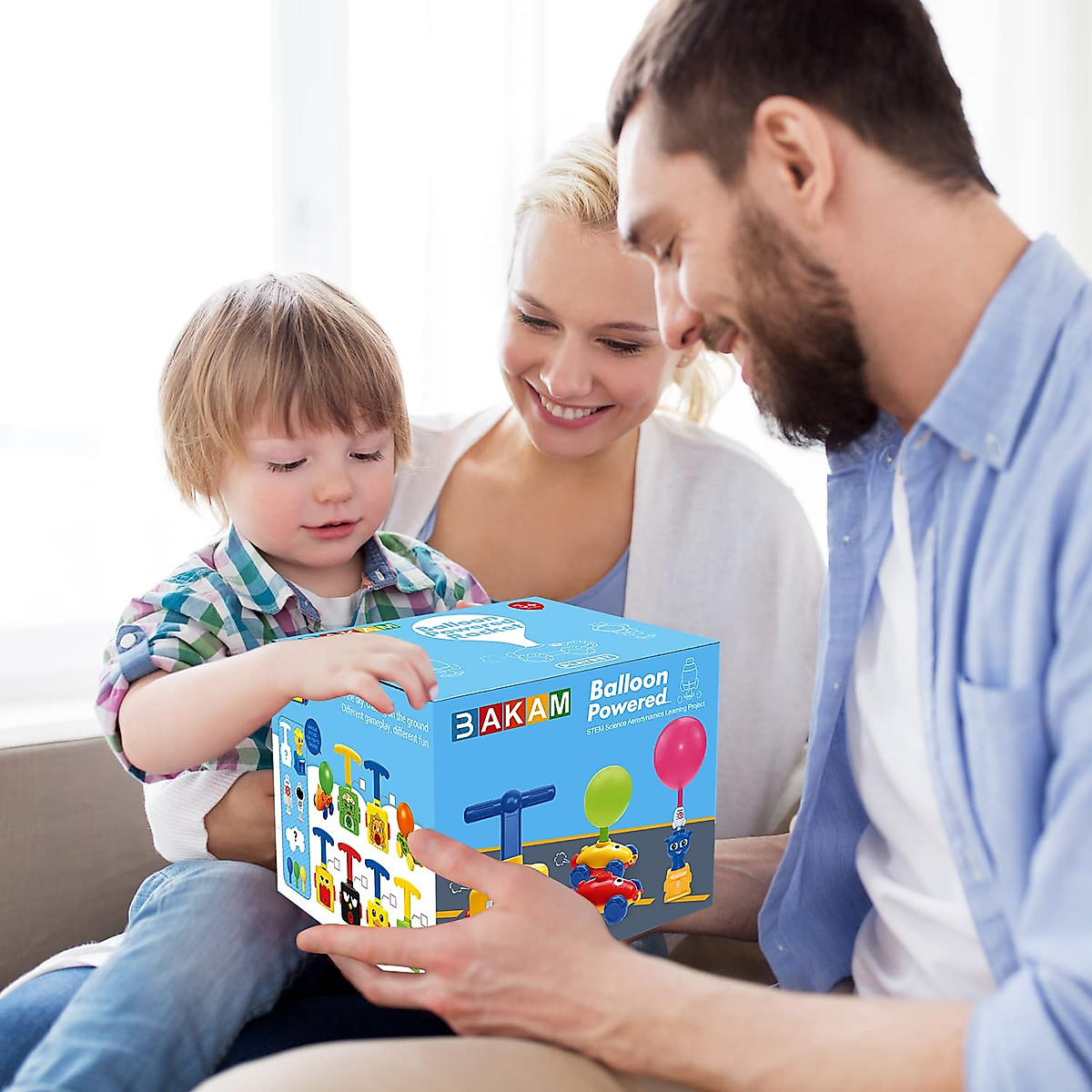 BAKAM Toddler Toys 3-4 for Boys Girls, Balloon Launcher & Powered Car Set, Fun Toddlers STEM Toy Balloon Pump Cars Racer Kit for Kids 3-5 (Monster)