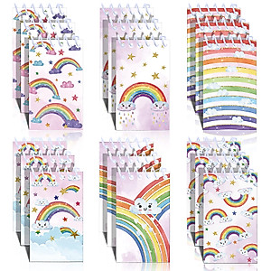 24 Pcs Mini Rainbow Notebook Party Favors Rainbow Mini Notepads 2.36 x 3.94 Inch Rainbow Spiral Notebook Bound Memo Note Books for Kids Back to School Office