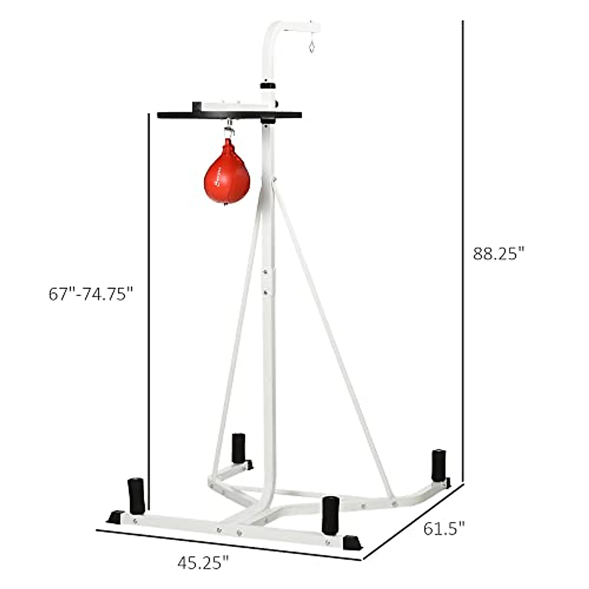 Soozier 2 in 1 Punching Bag Stand, Adjustable Height Heavy Bag Stand with Weighted Base and Speed Bag, Freestanding for Home Gym