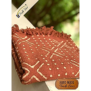 Trade Star 100% Cotton Soft Tassel Blanket Traditional Printed Beach Throws Handloom Picnic Blanket Throws for Home Handloomed Housewarming Gifts (Rust, Nova (120 x 170 Cms))