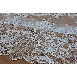Special Large Patterns Design La Belleza Beading lace Fabric 49" Width Beautiful Easy to Cut for Wedding Dress White lace Fabric Off White 2 Yards