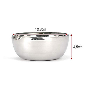 SoltreeBundle Set of 5, Korean Stainless Steel Rice Bowl with Lid Set, Korean Kitchen Restaurant, Multi-Purpose Stainless Steel Hygienic Sanitary Bowl + Lid Set
