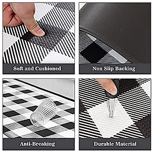MAYHMYO Kitchen Mats 2 PCS Anti Fatigue Kitchen Rugs Non Skid Waterproof Kitchen Floor Mat Cushioned Black and White Kitchen Rugs Farmhouse Comfort Standing Kitchen Mats for Floor, House, Sink, Office