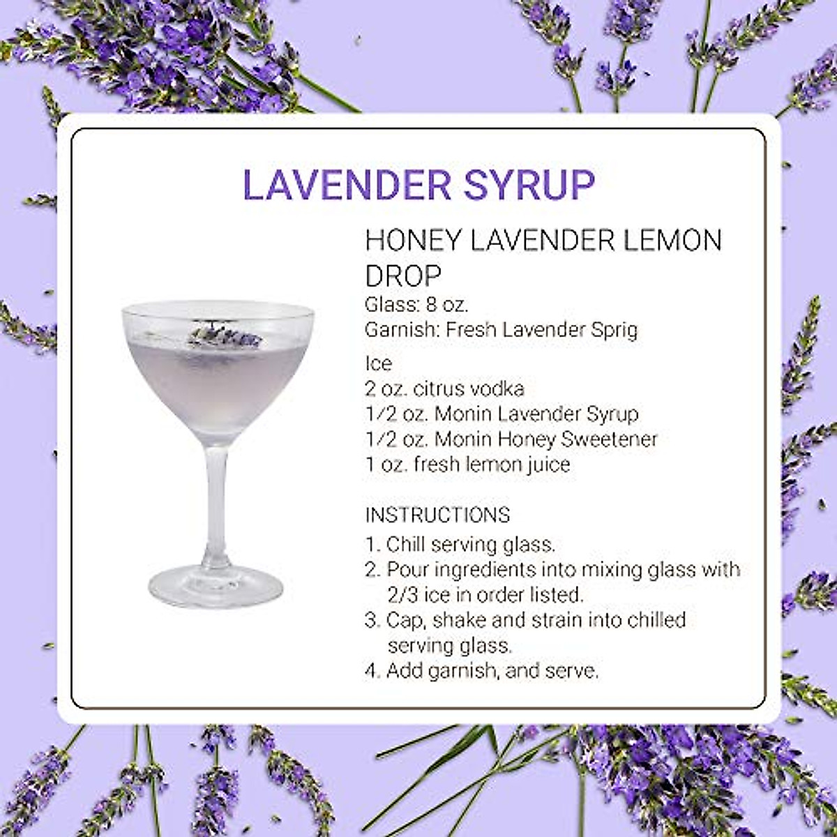 Monin - Lavender Syrup, Aromatic and Floral, Natural Flavors, Great for Cocktails, Lemonades, and Sodas, Non-GMO, Gluten-Free (1 Liter)