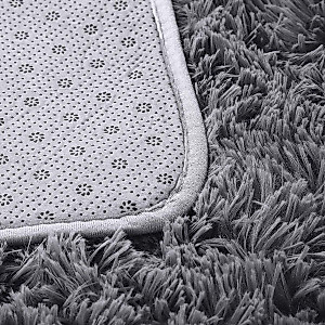 ACTCUT Super Soft Indoor Modern Shag Fur Area Rugs Fluffy Rugs Anti-Skid Shaggy Kids Rug Dining Room Home Bedroom Carpet Floor Mat 4 x 5 Feet, Grey