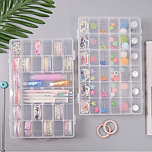 YAYODS 6 Pack 36 Grids Clear Plastic Organizer Box with Adjustable Dividers, Bead Storage Organizer Containers Compartment Clear Tackle Box for Art DIY, Crafts, Jewelry, Sewing, Small Items