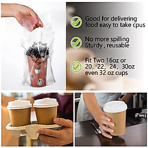 Kisston 1000 Pcs Drink Carrier for Delivery, Plastic Drinking Carrier Bags Thank You Clear Handle Drink Poly Bags Drink Bags Bulk Cup Carrier for Coffee Tea Beverage Juice (Hold 1 Cup)