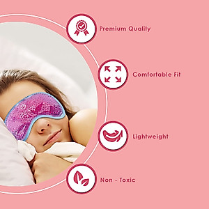 Gel Eye Mask - Hot or Cold Compress Pack Eye Therapy | Cooling Eye Mask for Dark Circles & Puffiness, Puffy Eyes, Dry Eyes, Headaches, Migraines, Sinus - Reusable Eye Face Mask | Ergo Gel Bead (Pink)