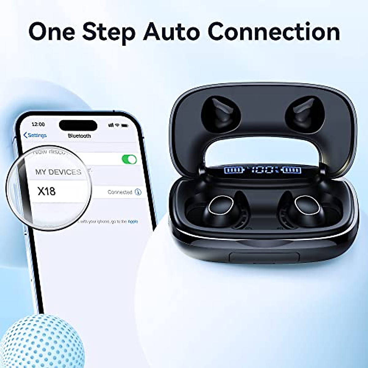 TAGRY Wireless Headsets with Charging Case IPX7 Waterproof for Sports