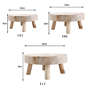 UNIE Mini Wooden Stool Round Garden Flower Display Stand Decorative Short Stool for Indoor Outdoor Office Dining Room