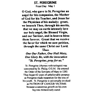 Mcvan Mfg. Women's St. Peregrine Medal with Prayer Card