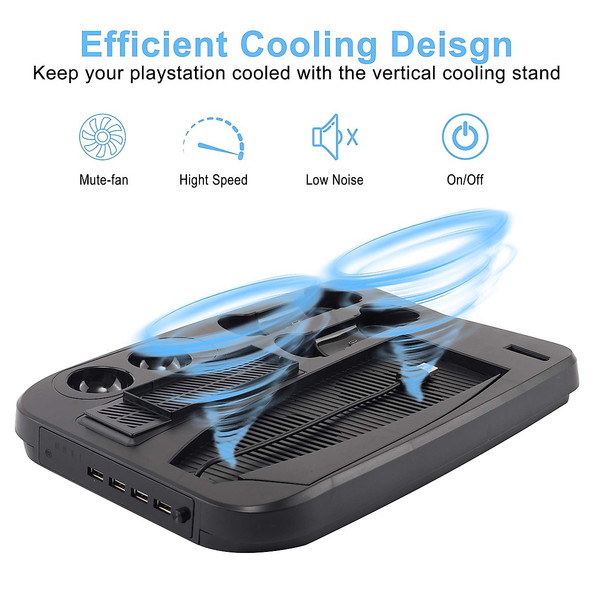 PS5 controller charger，Multifunctional PS5 cooling base,Cooler Fan for PS5 console, Improve the operational life span， Dual handles can be charged at the same time