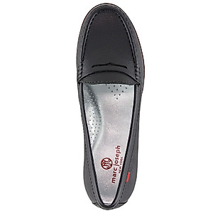 Womens Casual Comfort Genuine Leather Driving Moccasins Slip on Penny Loafer Black Grainy 8