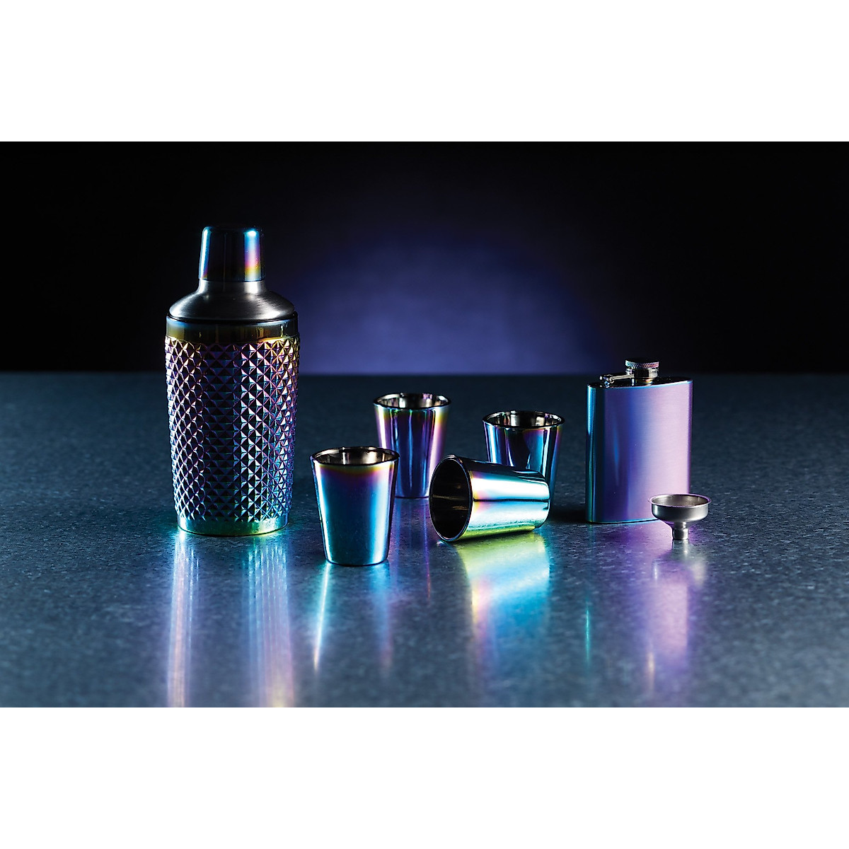 BarCraft BCSGRBOW4PC Metallic Rainbow Iridescent Shot Glasses, 50 ml (2 fl oz), Set of 4, 5 x 5 x 6 cm
