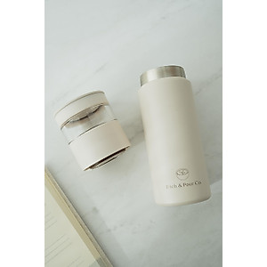 Insulated Tea Infuser Tumbler Thermos - Stainless Steel Travel Tea Mug with Lid | Cold Brew Coffee Mug Flask (RP24)