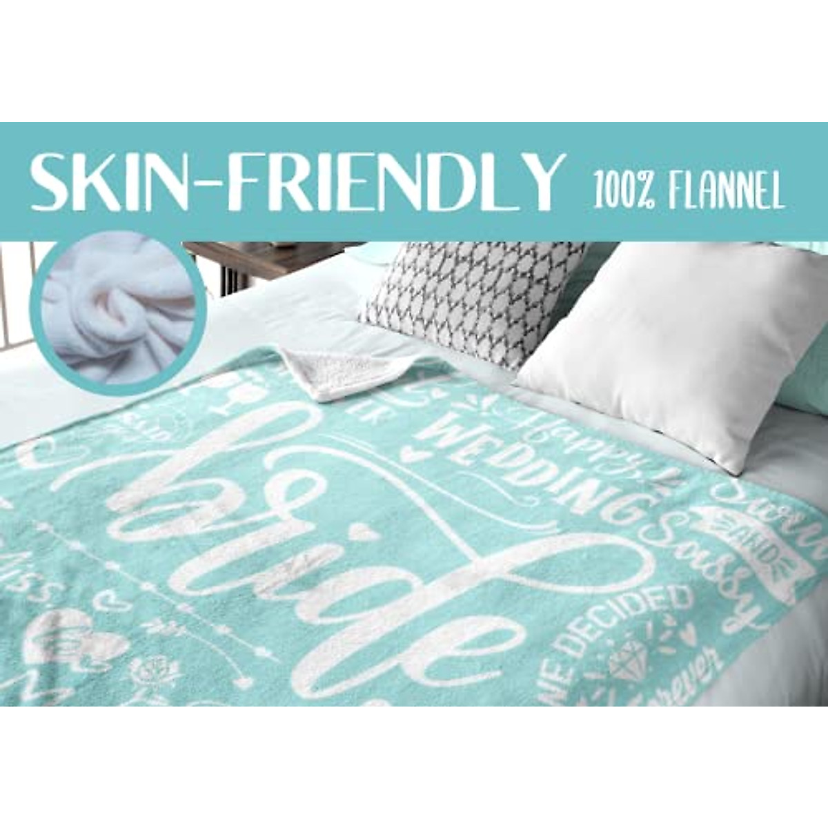 InnoBeta Bridal Shower Gifts, Wedding Gifts for Women, Bride, Wedding Blanket, Bride Gifts, Blanket Ceremony, Soft Throw Blanket 50"x65" - Tiffany Blue