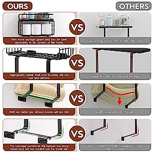 herehomi Floating Shelves for Wall, 2 in 1 Floating Shelves with Towel Racks for Bathroom, Bathroom Shelf Wall Shelf Towel Rack, Bathroom Towel Holder Bathroom Shelf Organizer Wall Mounted, Black