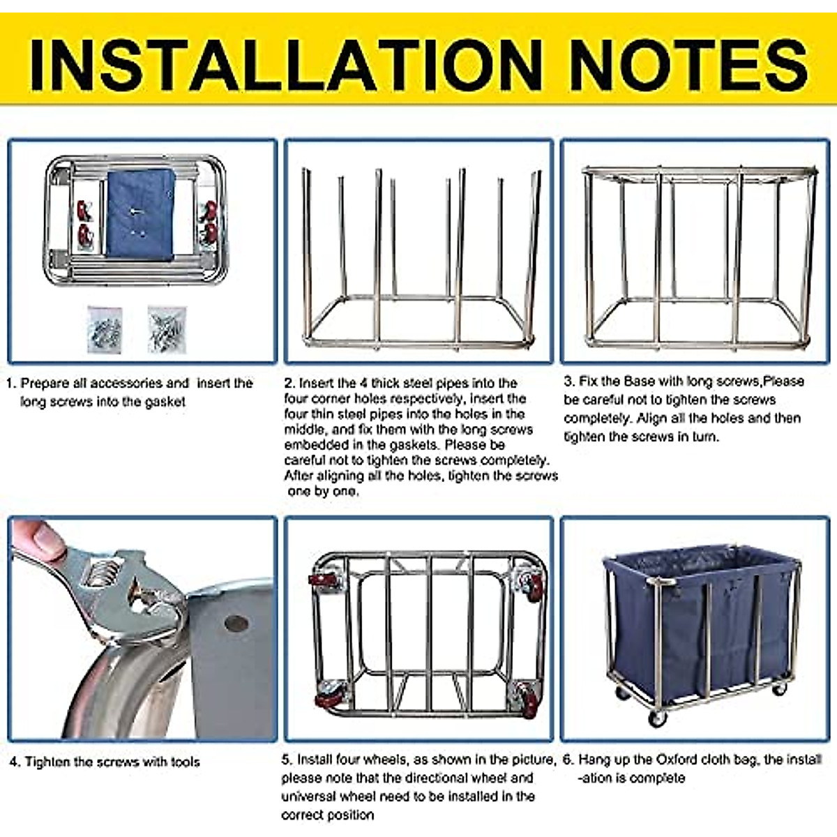 Commercial Large Stainless Steel Laundry Trolley Cart with Wheels-350L/9.9 Bushel Heavy Duty Rolling Laundry Cart for Industrial/Home (Blue)
