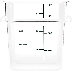 Carlisle FoodService Products CFS Squares Plastic Food Storage Container, 4 Quarts, Clear