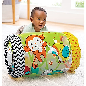 Infantino Jungle Peek & Roll - Encourages Crawling, Inflatable Activity Toy with Bouncing Balls Inside, Fun & Friendly Animal Characters, Helps Gross Motor Skill Development, for Babies 6M+
