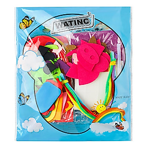 WATINC 12Pcs Hand Puppet Making Kit for Kids Art Craft Felt Sock Puppet Toys Creative DIY Make Your Own Puppets Pompoms Storytelling Role Play Party Supplies Christmas Gift for Girls Boys