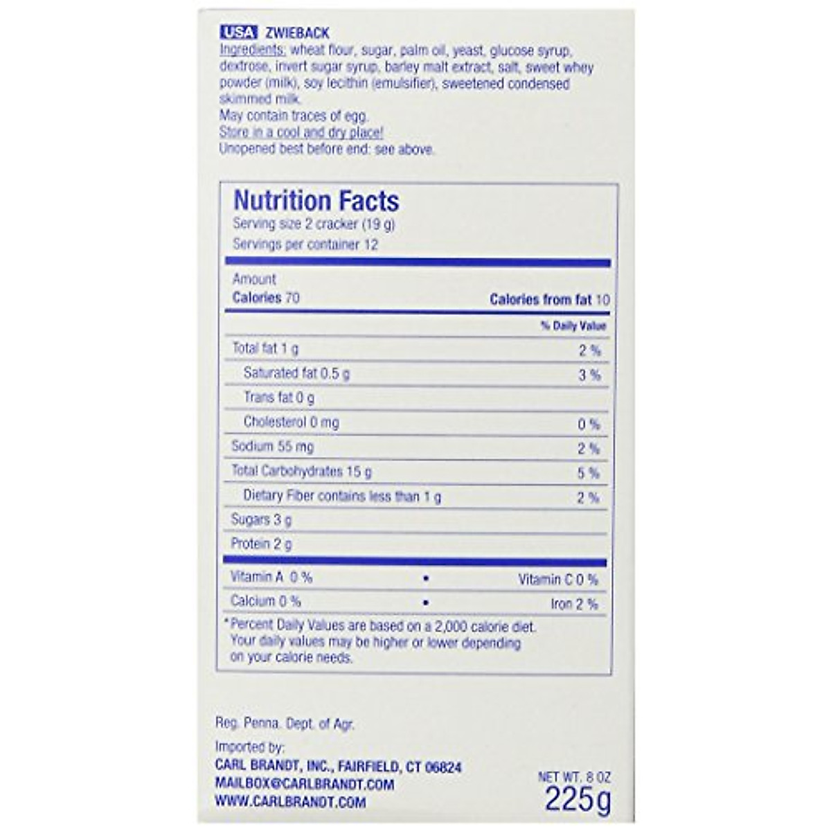 Brandt Zwieback, 8-Ounce Box (Pack of 10)