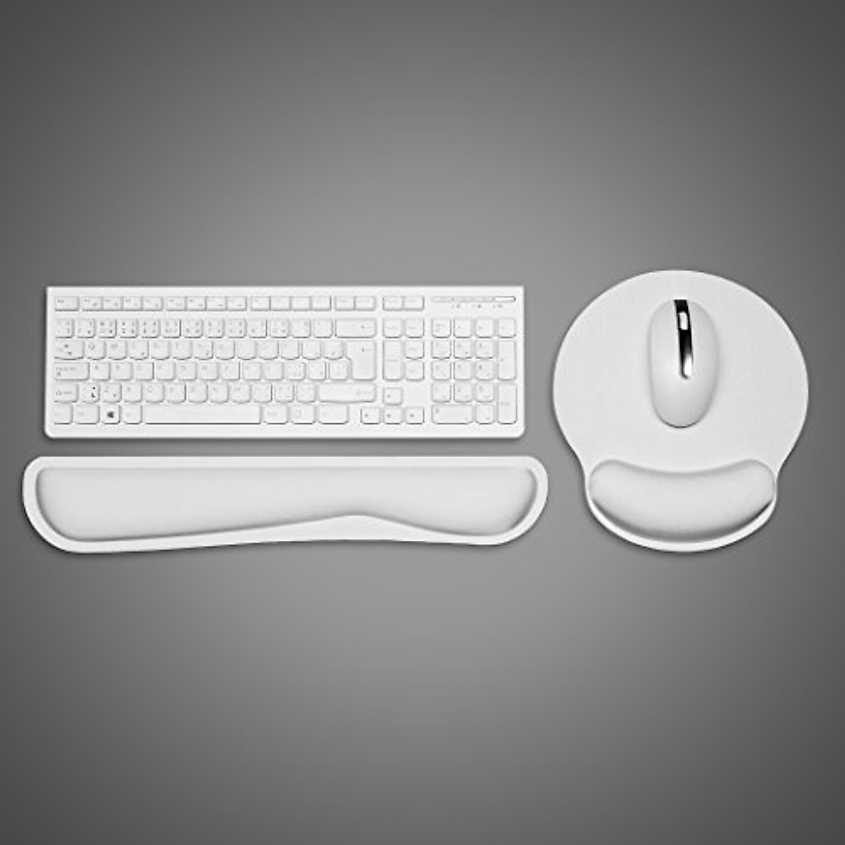 Mouse Pad With Wrist Support And Keyboard Rest Pad - White Mousepad Cushion for Hands, Palm, Carpal Tunnel - Ergonomic RestPad Mat on Desktop, Laptop, Computer, Desk PC.