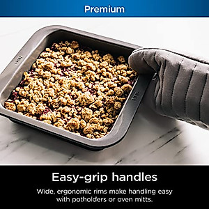 Ninja B30408 Foodi NeverStick Premium 8 inch Square Cake Pan, Nonstick, Oven Safe up to 500⁰F, Dishwasher Safe, Grey