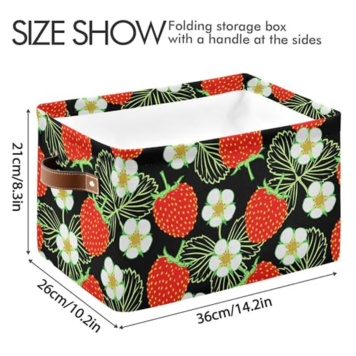 Wild Strawberries Flowers Leaves Storage Basket Bins Foldable Laundry Hamper Toy Storage Bins Box Organizer for Playroom Living Bed Room Office Clothes Nursery,2 pcs