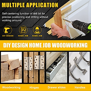 COMOWARE 17pcs VIX Bits Self Centering Drill Bit Set, 1/4" Hex Shank Self Centering Hinge Drill Bit Set for Woodworking Window Door Hinge, Quick Change with 1 Hex Key & 8 Drill Bits 5/64-1/4”