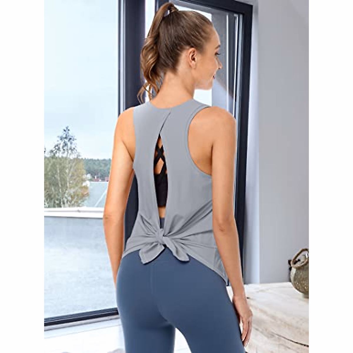 ATTRACO Women Workout Top Loose Fit Athletic Yoga Tank Sports Tank Tops Gym Top Grey XL