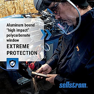 Sellstrom Advantage Series Face Shield - Clear Window with Aluminum Binding - Comfortable Ratcheting Headgear, ANSI Z87.1+ (S30110)