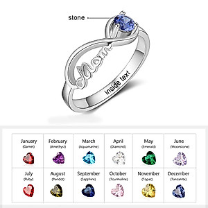 Personalized Mom Jewelry with Simulated Birthstone Infinity Family Cubic Zirconia Ring for Mother (7)