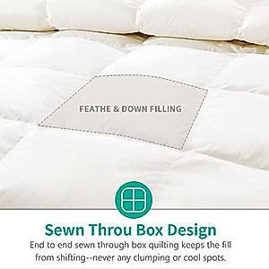 APSMILE Organic Feathers Down Comforter California King, All-Seasons Duvet Insert, 100% Cotton and Goose Feathers Down Medium Warm Quilted Bed Comforter Insert (104x96, Ivory White)