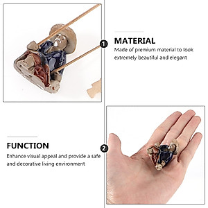 generic Ceramic Fisherman Figurine Miniature Fisherman Statue Bonsai Fisherman Figure Sand Table Fish Tank Fairy Garden Ornaments 3pcs