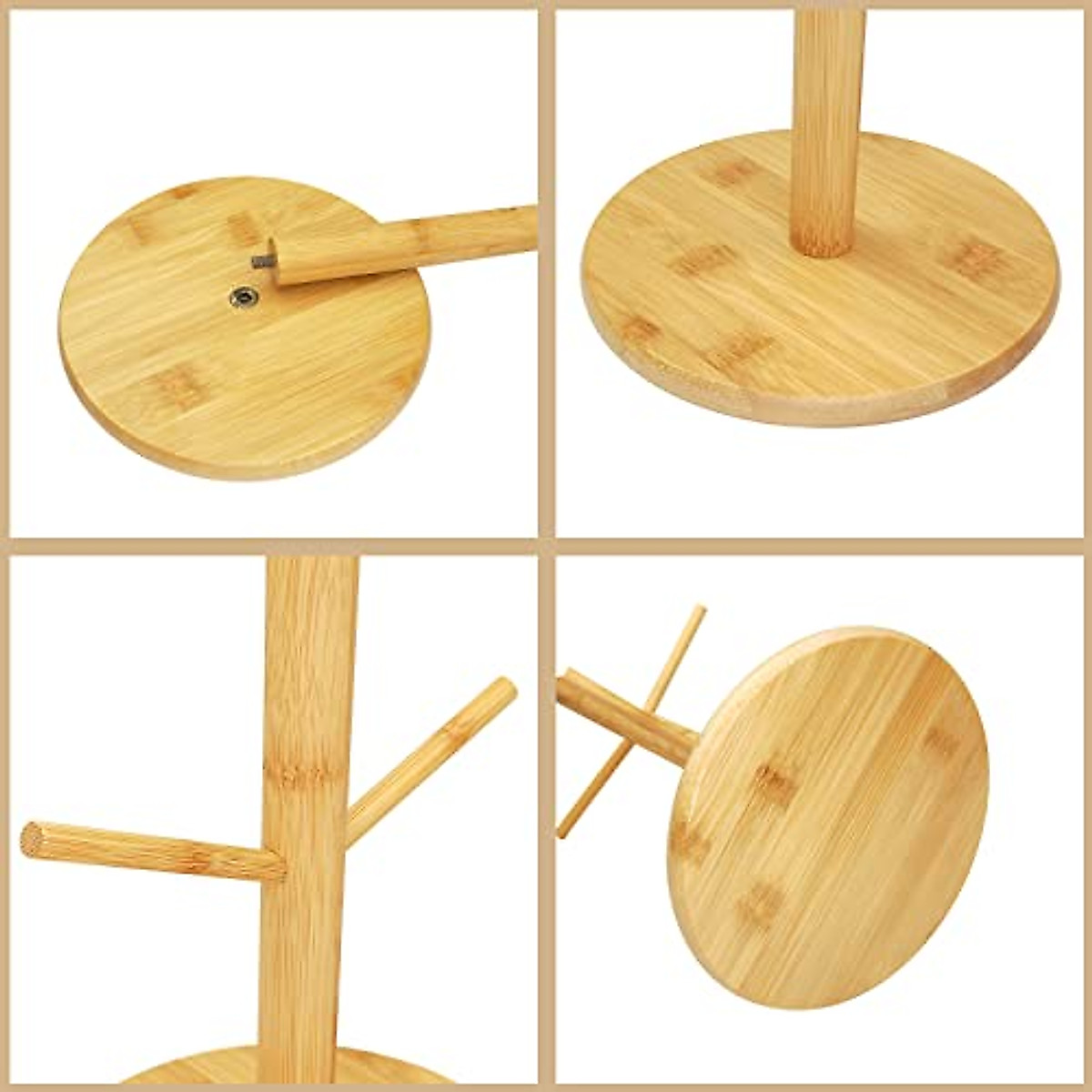 12 inch Wood Scrunchie Holder Organizer Stand Coffee Mug Holder Jewelry Display Stand Hair Ties Hair Band Holder Coffee Cup Holder Tree Rack Stand