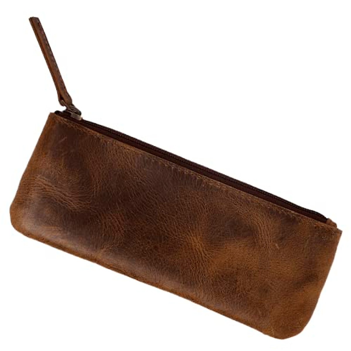 Leather Pencil Case Pencil Bag | Small Leather Pouch, Zipper Pencil Pouches Holder Aesthetic Pencil Case for Adults Men Boys Coin Purse Money Bag Pen Bag Key Small Tool Pouch Jewelry Bag - Antique