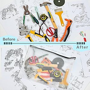 AUSTARK 20 Pcs Zipper File Bags, Plastic Mesh Pouch, Board Game Storage Bag, Waterproof Bags for Office School (A3 Size 16.9''x12'', White and Black)