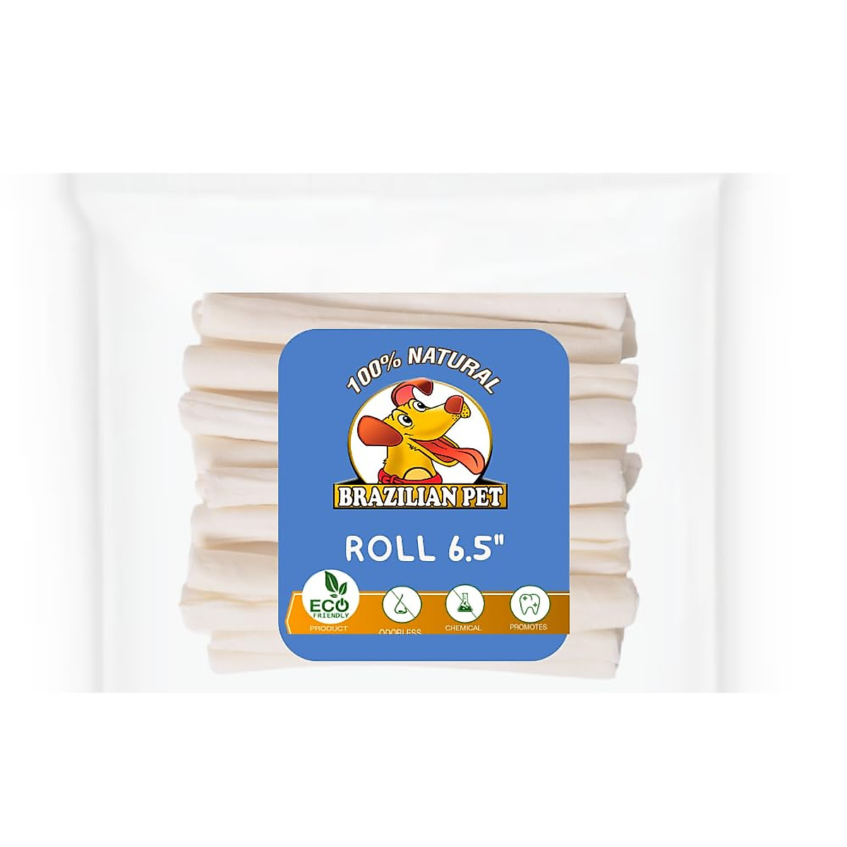 Brazilian Pet Natural Treats Rawhide Rolls Dog Chews Bones 6.5" (18 Count) for Pups and Small Dogs