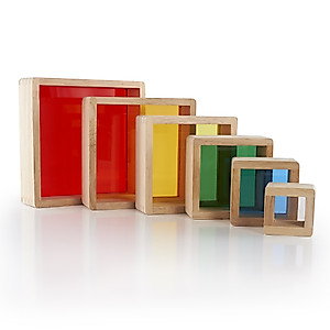 Guidecraft Stacking Rainbow Pyramid: Kids Colorful Learning and Educational Toy